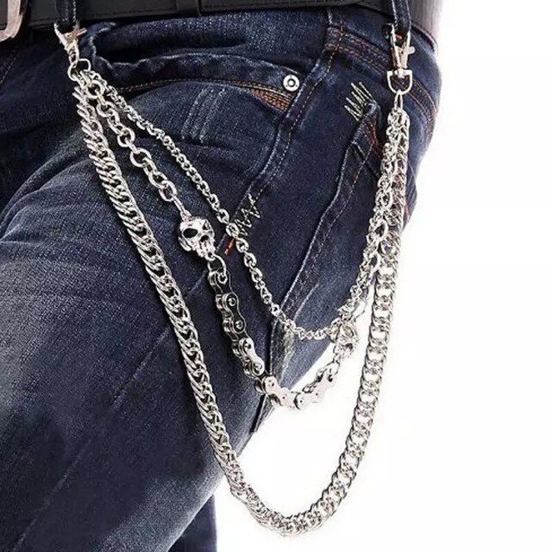 Punk Waist Chain Belt Silver Trousers Chain for Men Jeans Belt Chain ...