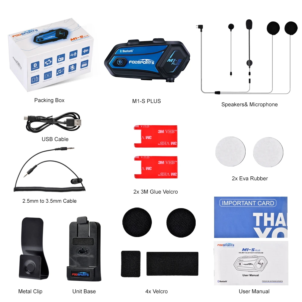 Fodsports M1-S Plus Helmet Intercom Motorcycle Helmet Bluetooth 5.0 ...