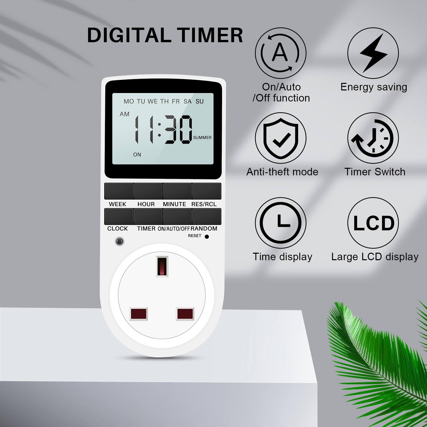 Uk Plug Digital Plug Socket Electrical Programmable Timer Switch Bd