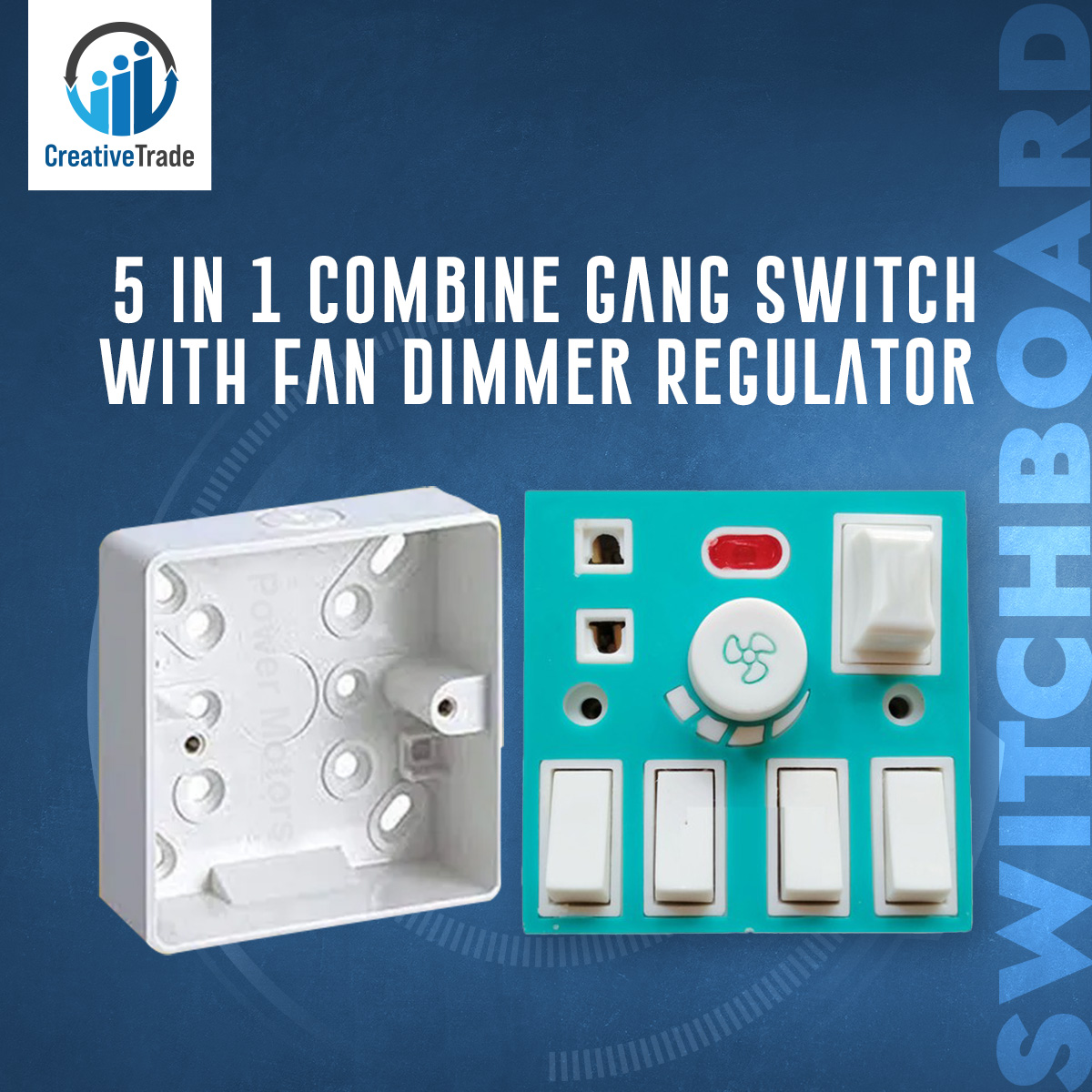 5 In 1 AC 250V 6A Combine 4 Pcs Gang Switch With Fan Dimmer Regulator ...