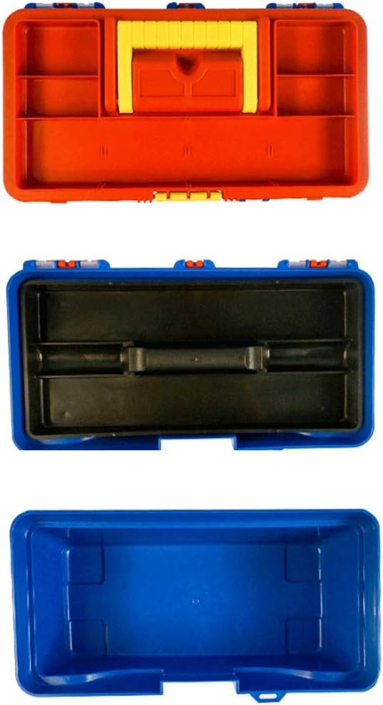 12-inch Tool Box Plastic Tool Box with Tray and Organizers Includes ...