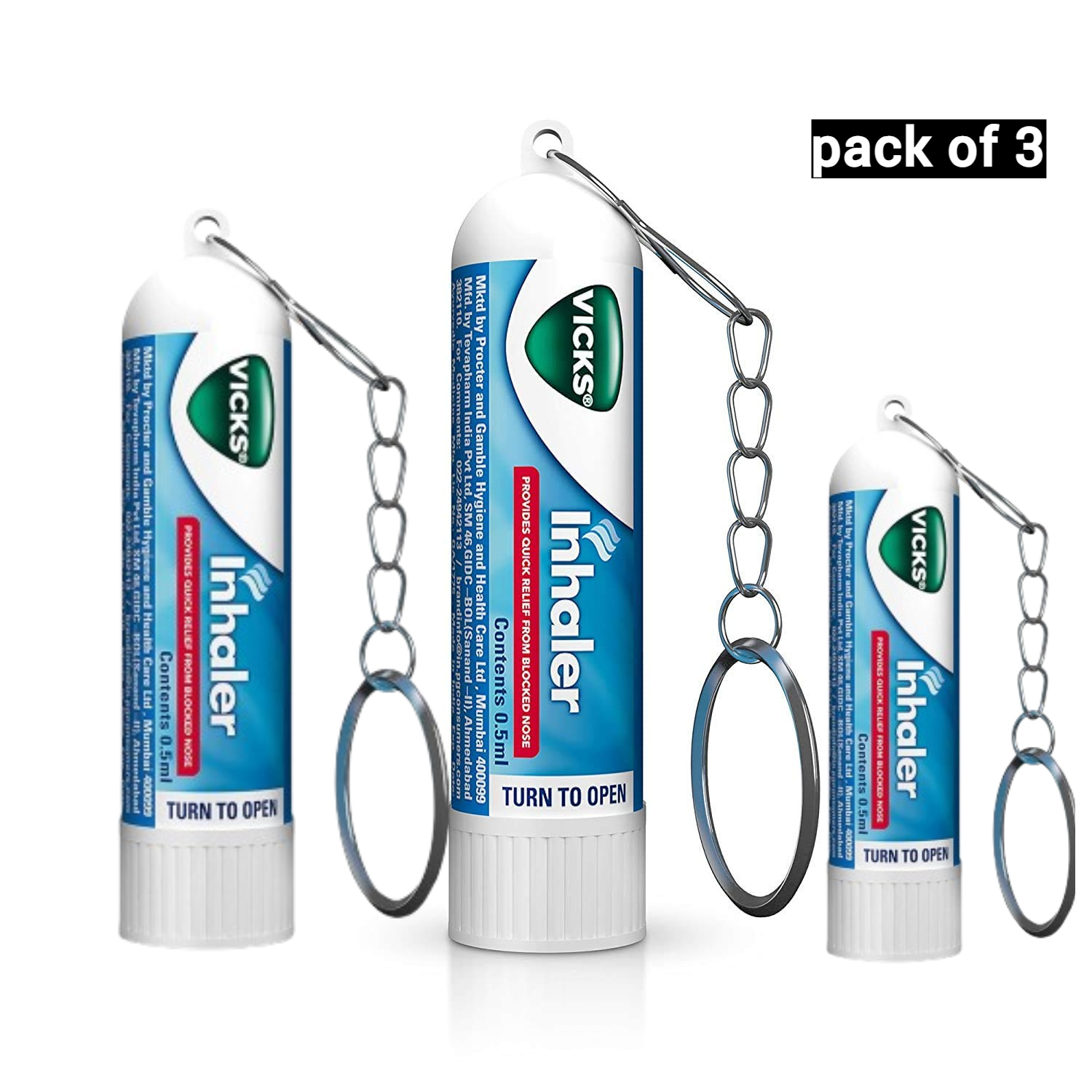 Vicks Nasal Inhaler 0.5ml with Keychain 3pack
