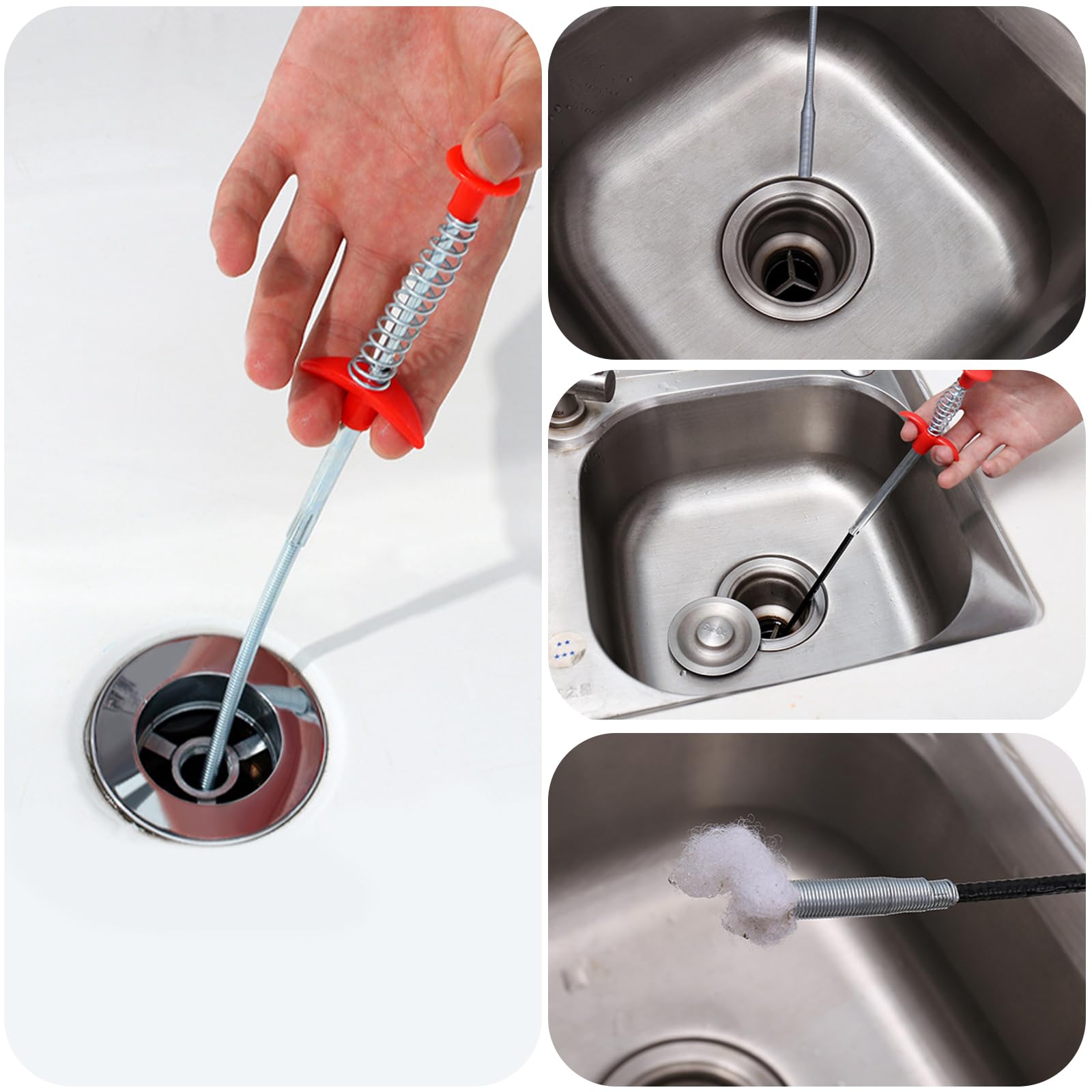 5 Feet (60Inches) Blendable Pipe Cleaner Hook Sewer Stick/ Drain ...