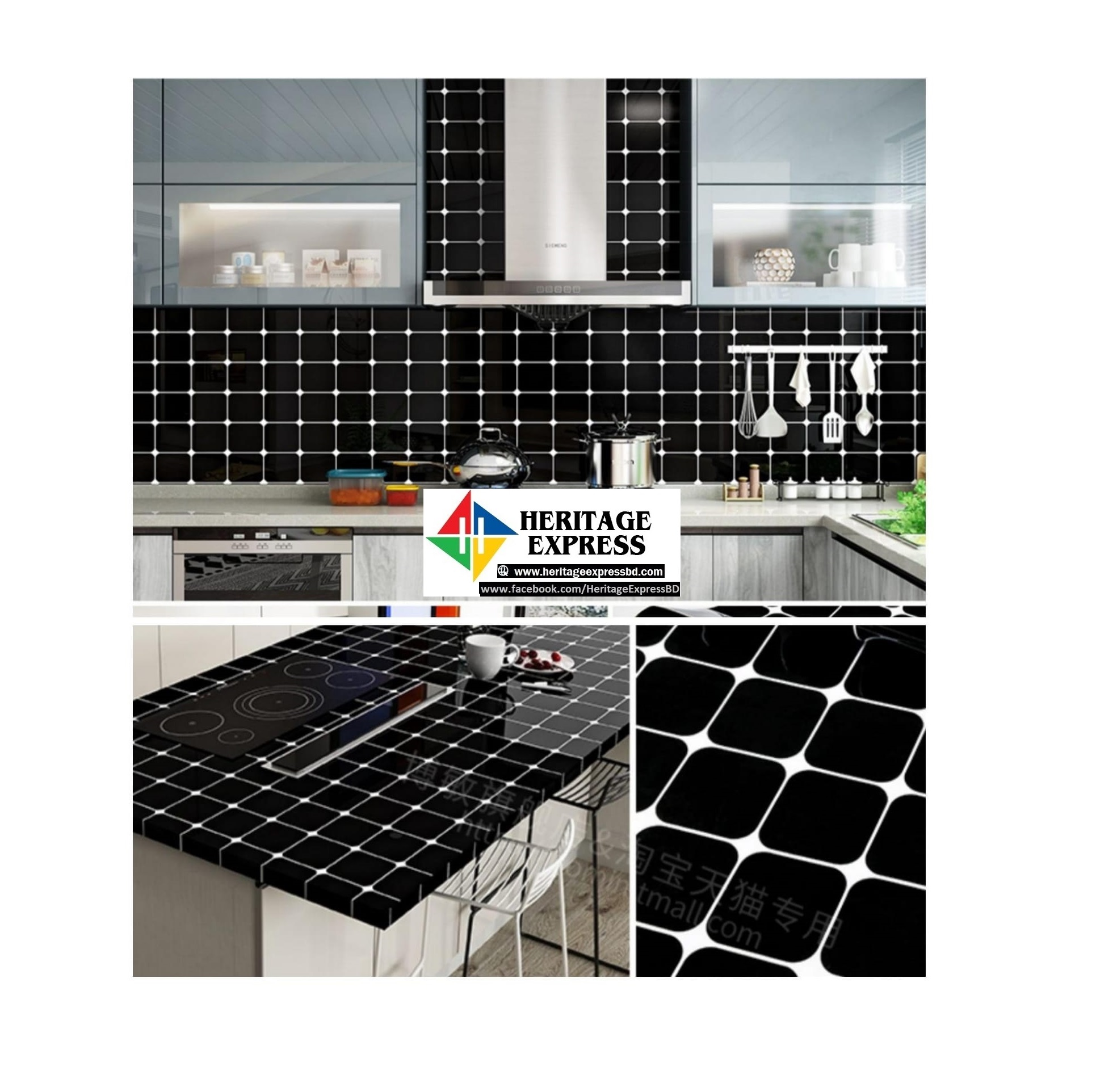 2mx60cm Black pvc 24 in × 79 in Peel and Stick Wallpaper Removable ...