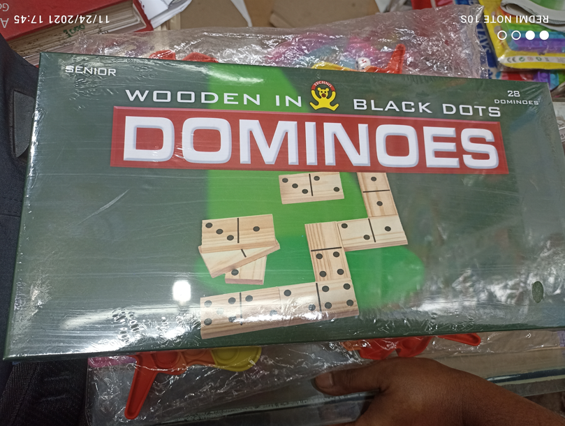 28 Pieces Wooden Mini Dominoes with Black Dots Traditional Game | Daraz ...