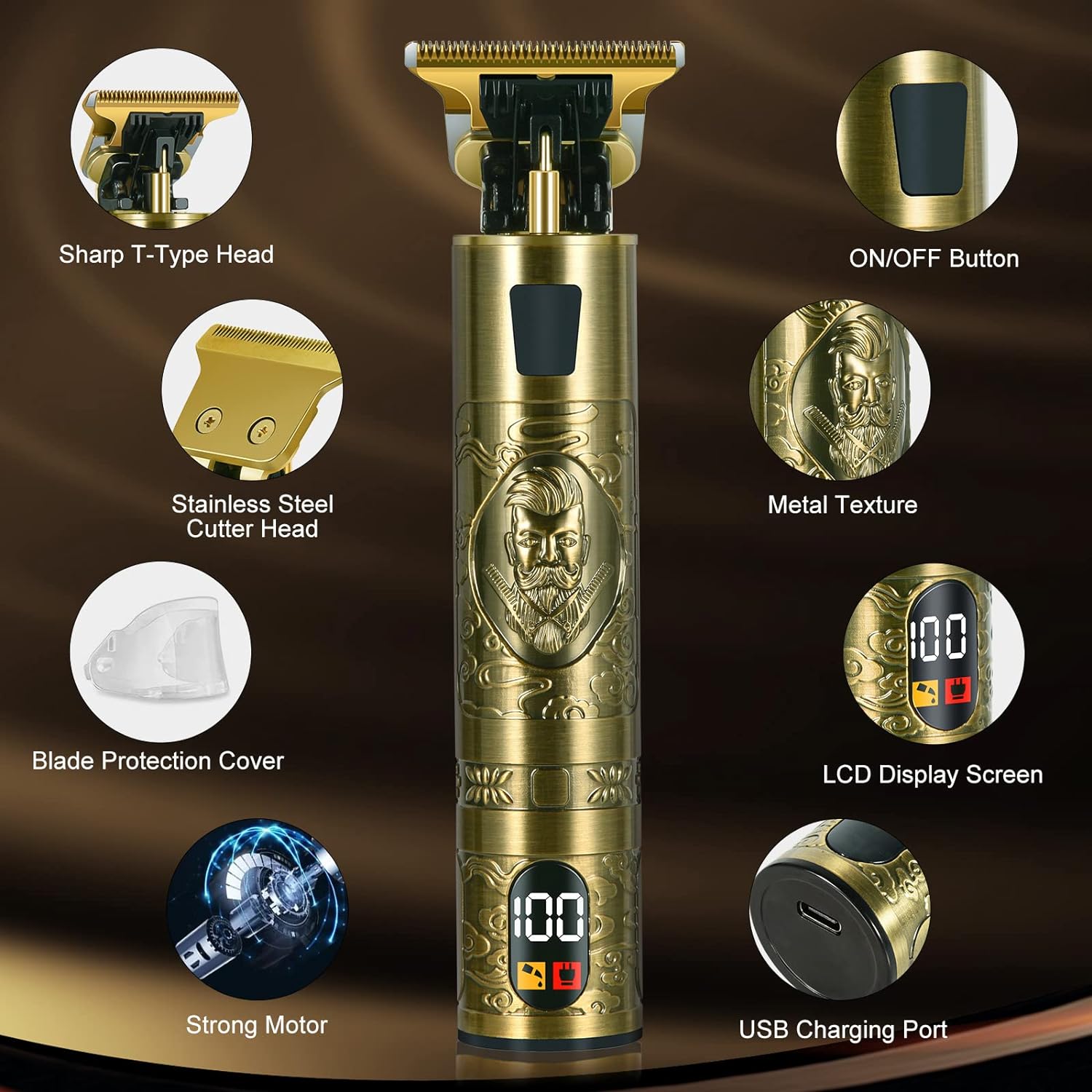 Professional T9 type C Fast charging Rechargeable Cordless Electric ...