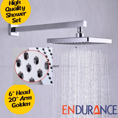 High Quality 6" Square Rain Shower Head and 20" Arm/Pipe Ceiling Shower ...