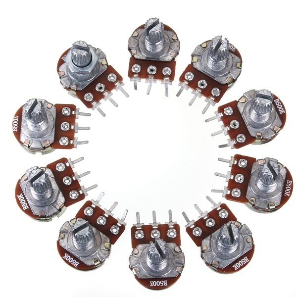 2Pcs- 3 Pin 500K Potentiometer Panel Mount 500K Ohm 1/2 Watt 3 Terminal Leads Single Gang Linear ...