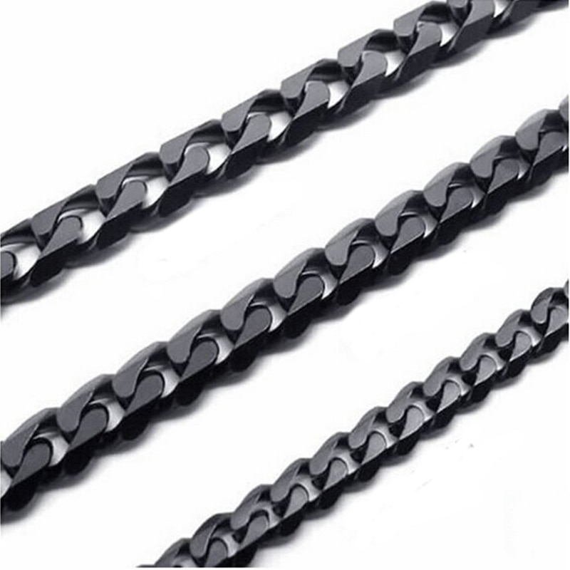 USENSET Cuban Link Chain Black Color Stainless Steel Necklace Tone Punk ...