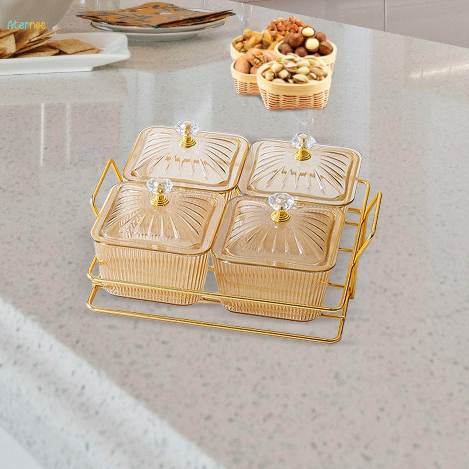 Divided Serving Platter Food Storage Appetizer Tray for Nuts Snack ...