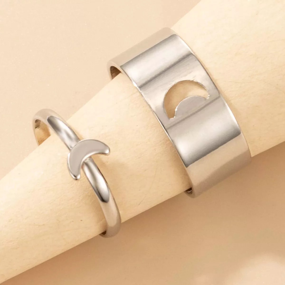 2pcs set Simple Open Rings Set Love Couple Rings | Daraz.com.bd
