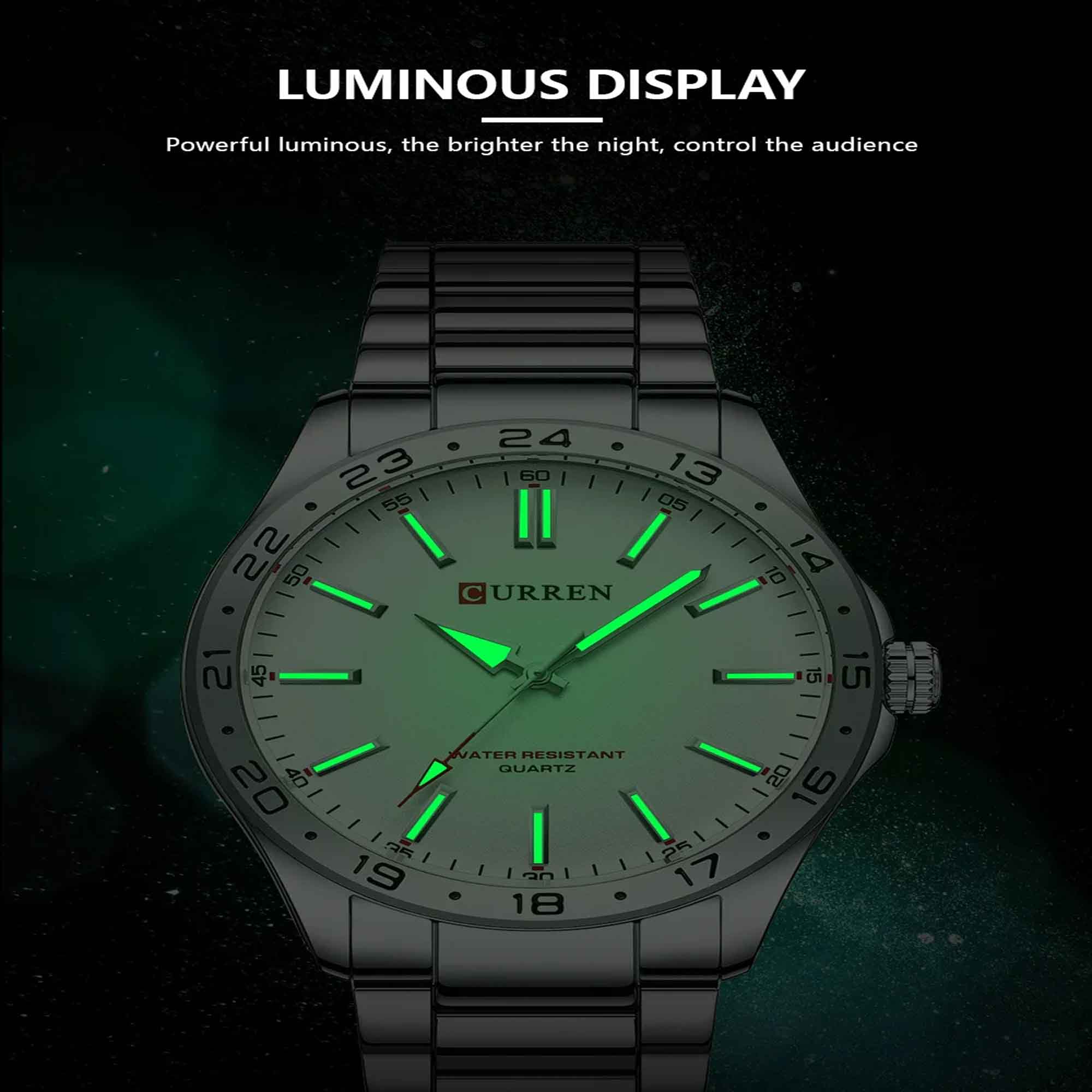 CURREN 8452 Luminous Stainless Steel Quartz Fashion Watch For Men ...