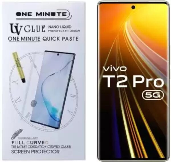 vivo T2 Pro 5G Premium UV Tempered Glass Screen Protector Curved with ...