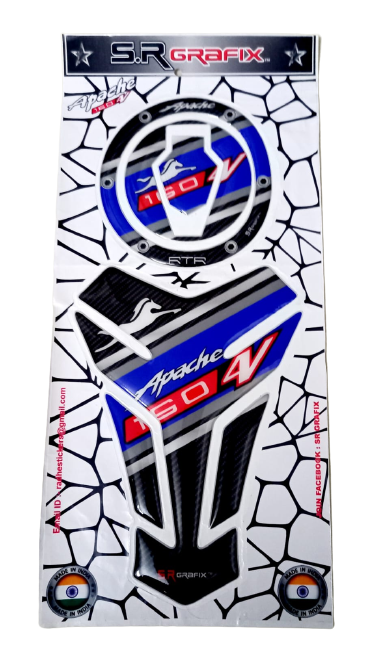 Apache RTR 4V Fuel Tank Pad Sticker set for Motorcycle. Blue color ...