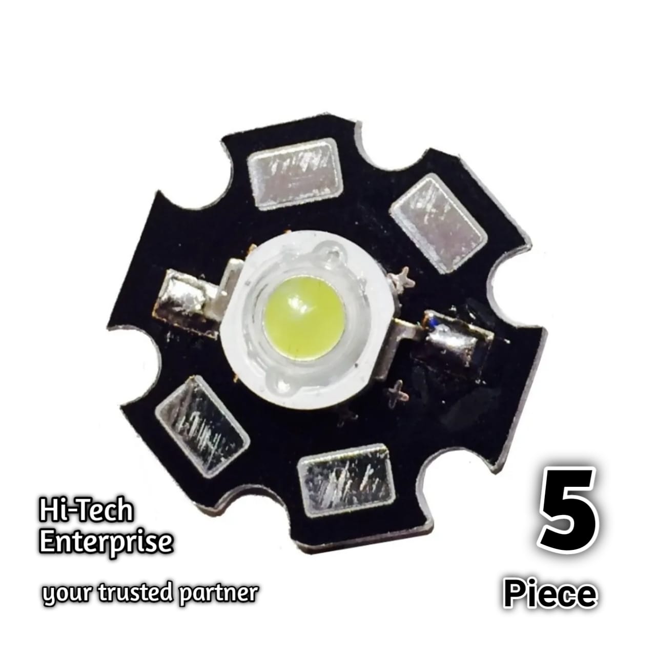 5Pcs 20mm Black PCB Plate Ultra Bright White 3 Watt 3.7V LED SMD Chip ...