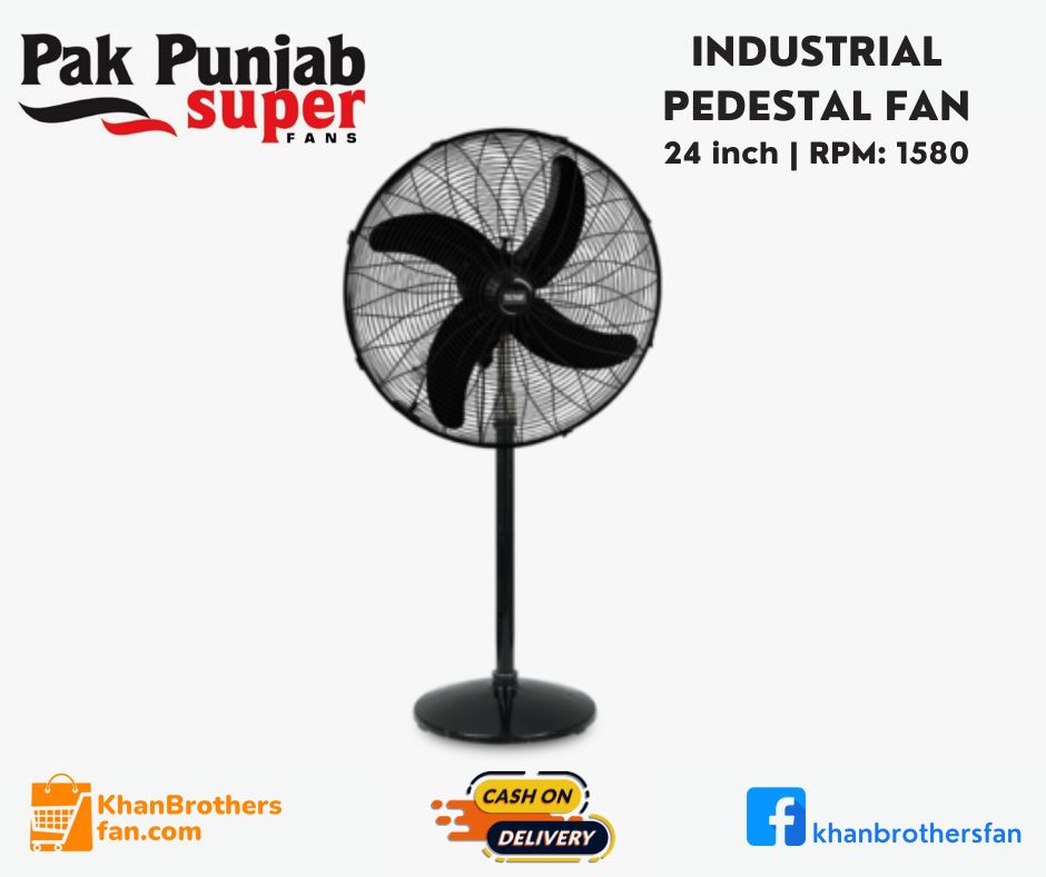 Pak Punjab Industrial Pedestal fan/ Stand fan, Size: 24 inch, 110W, RPM ...