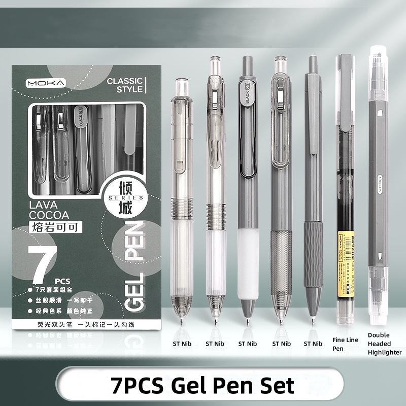 RHS Online 7PCS 0.5mm Press Gel Pen Black Ink Quick-Drying ST Nib ...