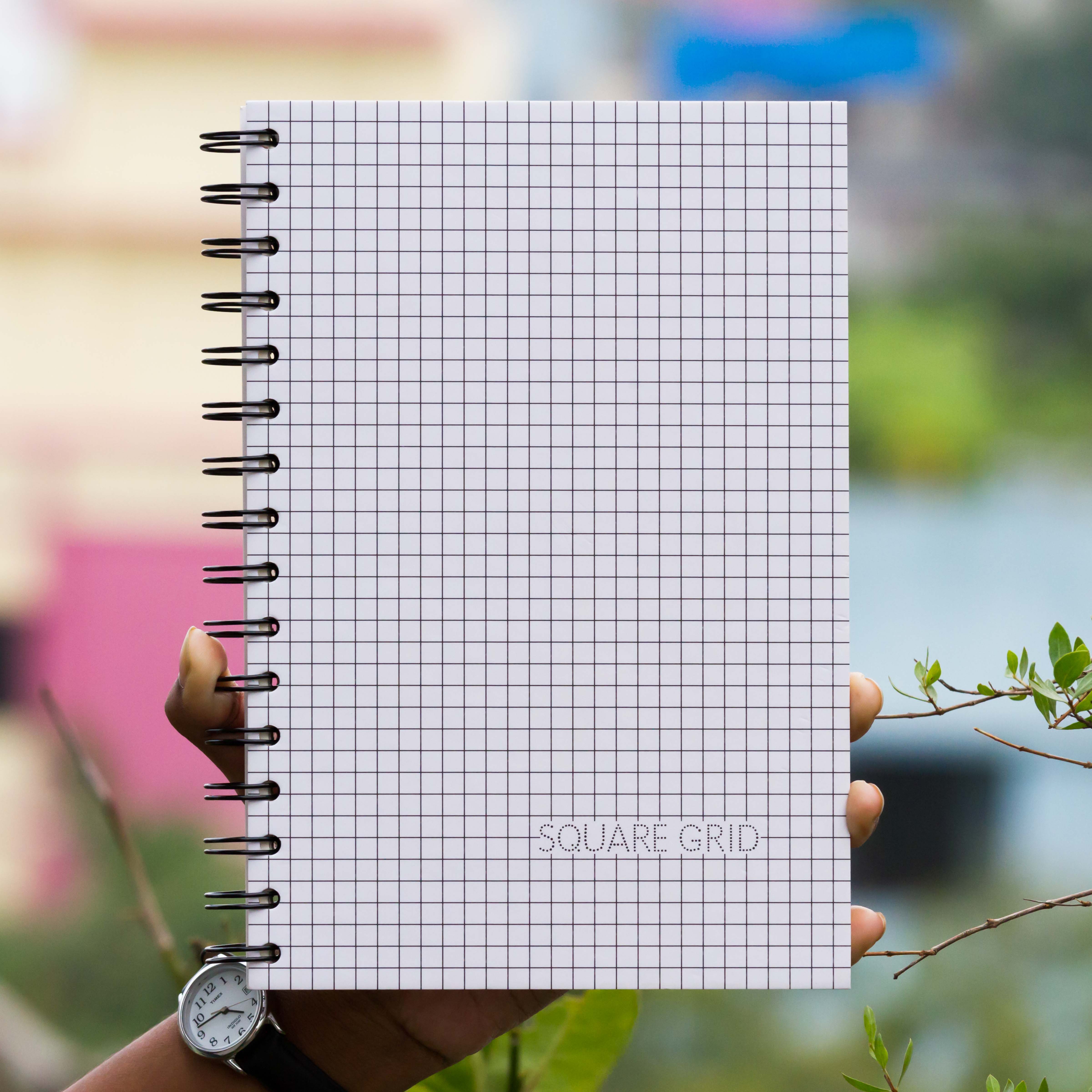 Designer Series White Grid Print Spiral Grid Graph Notebook | Daraz.com.bd