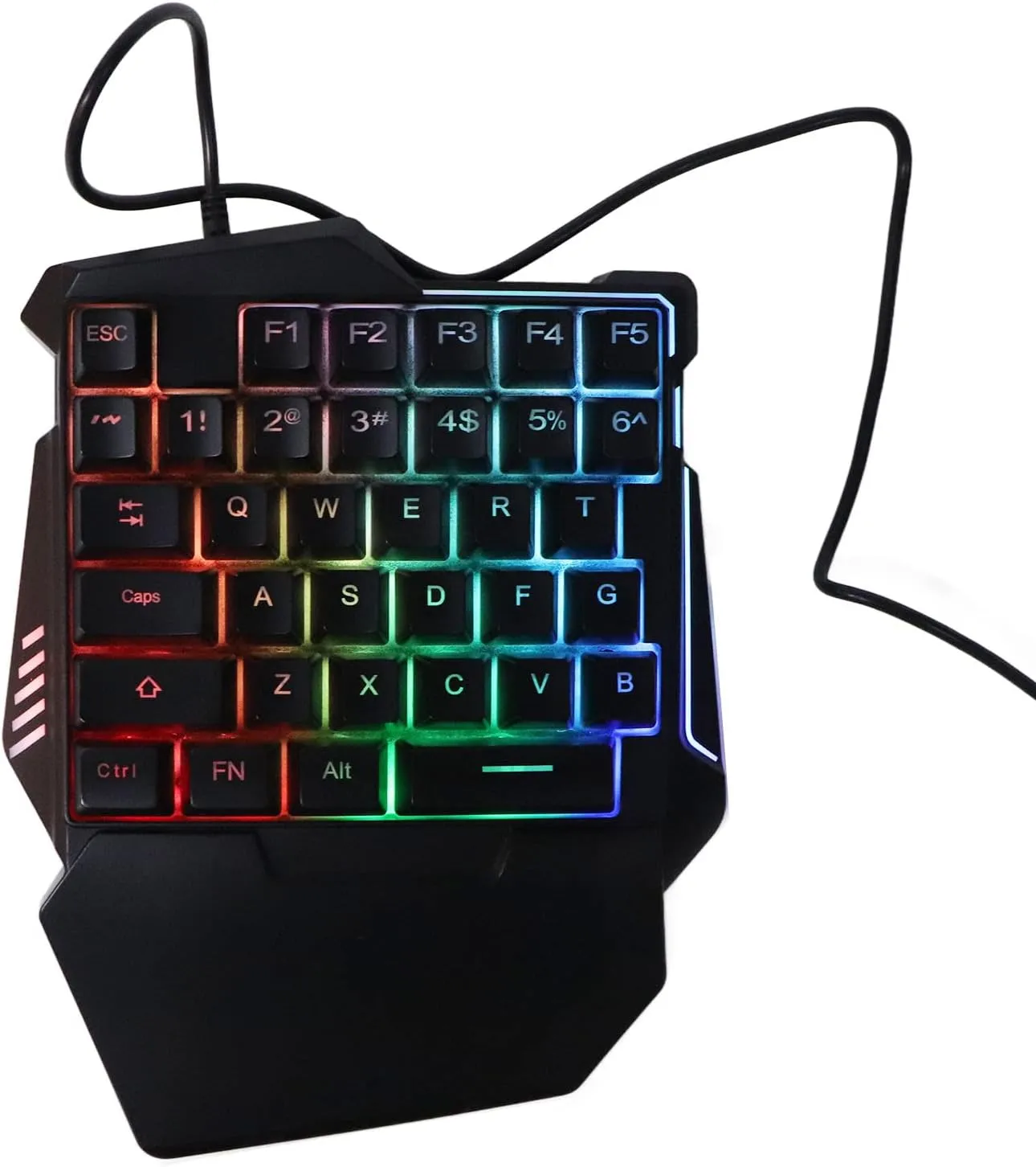 One Handed Gaming Keyboard RGB Backlit, 35 Keys Portable Mini Gaming ...