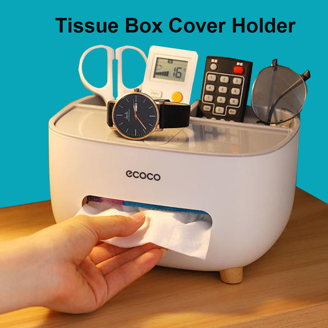 Tissue Box Cover Holder with Storage, Napkin Tissue Box, Multi-Function ...