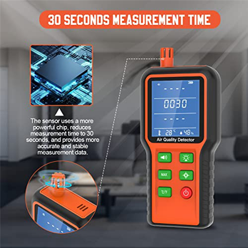 Air Quality Monitor Indoor 5-In-1 Air Quality Tester, Air Quality Meter ...