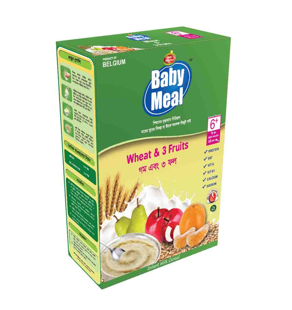 Baby Meal Infant Milk Wheat & 3 Fruits Cereal BIB (From 6 Months To 24 ...