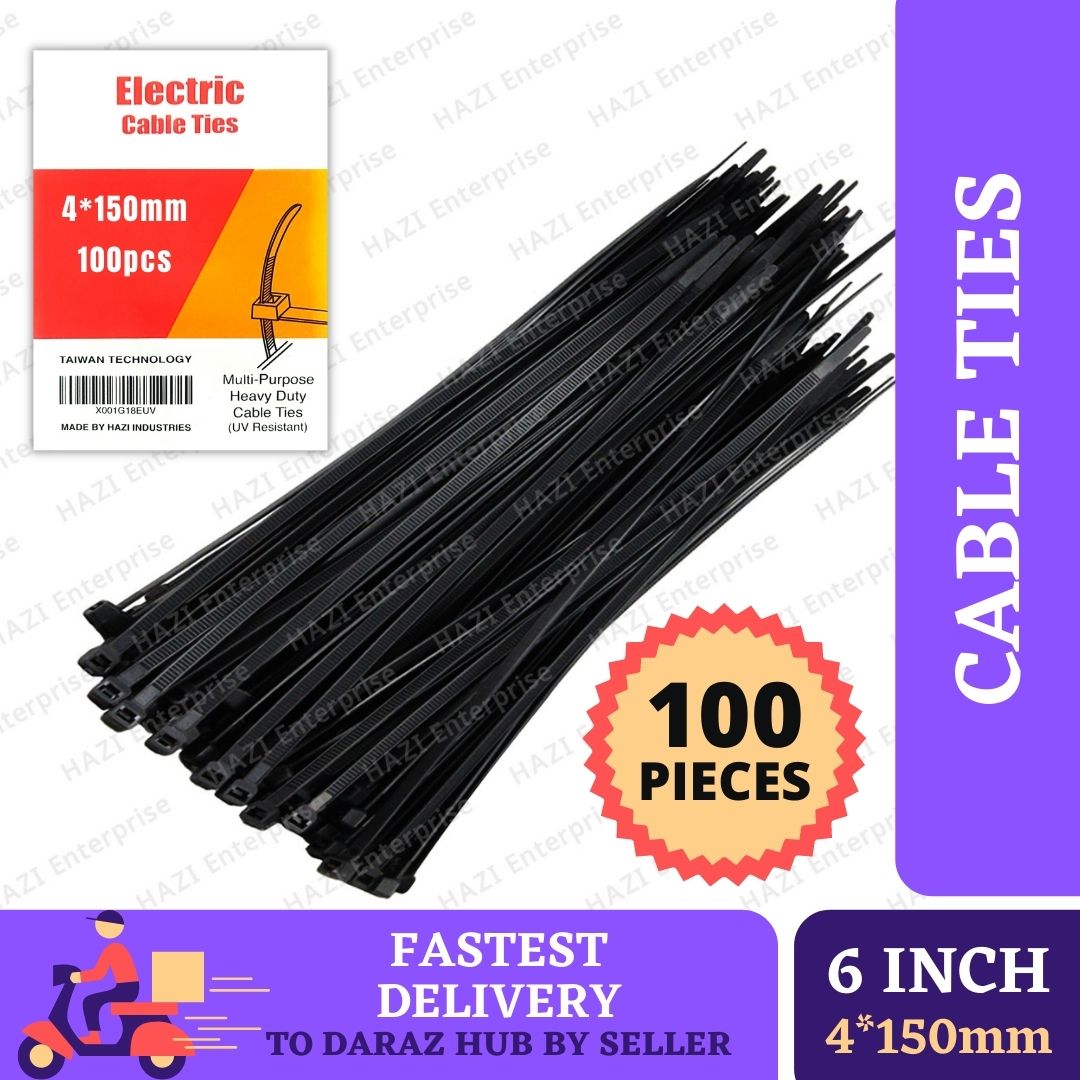 Hazi Electrical Cable Tie | Zip Ties Plastic Straps | Black Color ...