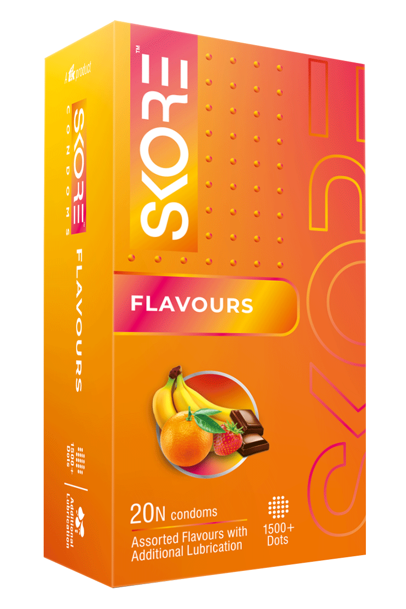Skore Assorted Flavor 1500+ Dots Condom 20s Pack + 30ml Deo Free | Made in India | Daraz.com.bd