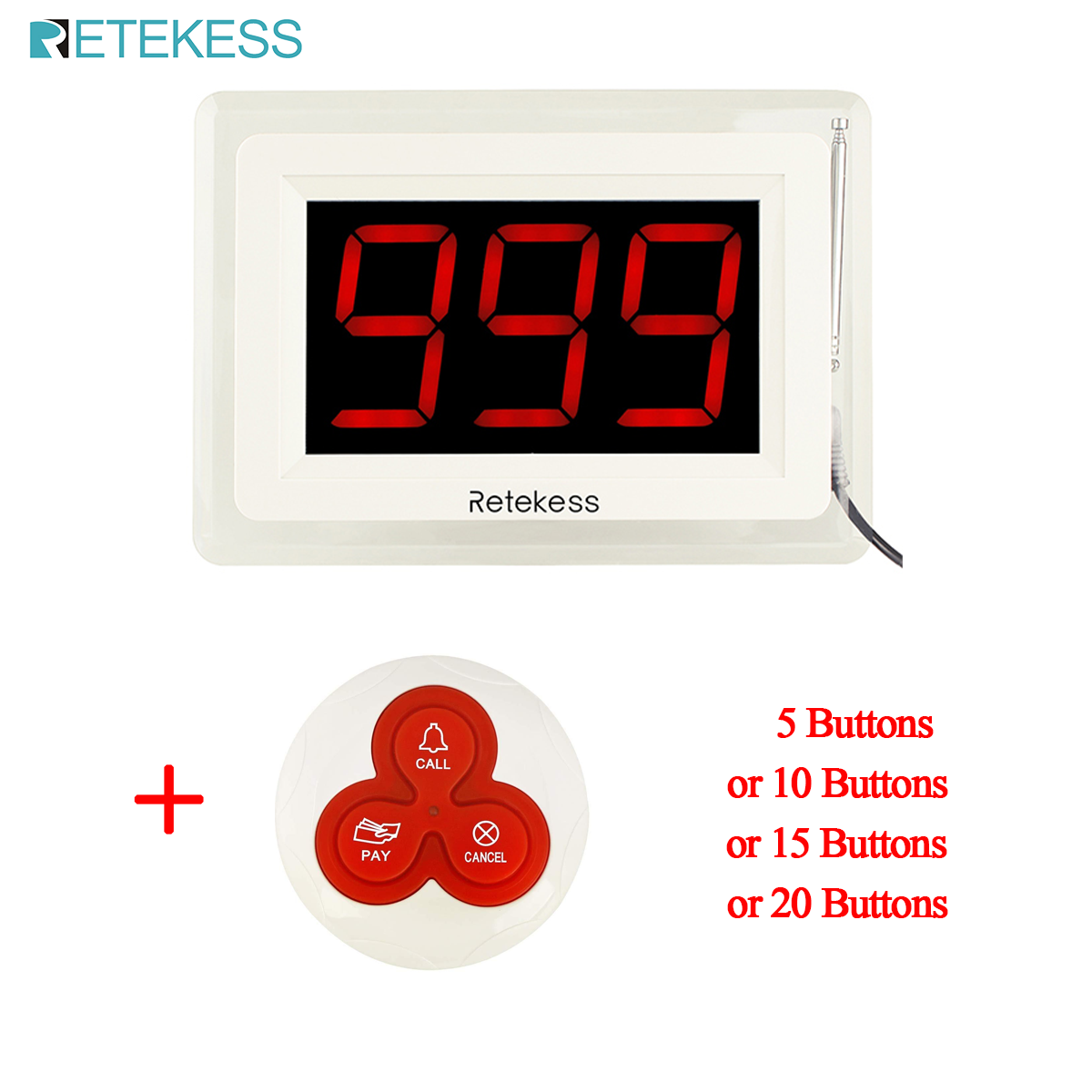 RETEKESS T114 Wireless Queue Restaurant Calling System Table Pager Host ...