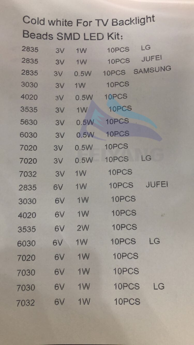 【Mary DAI Store】20values *10pcs=200PCS 1W/0.5W LED 3V/6V 2835/3030/3535/4020/5630/6030/7020/7030 ...