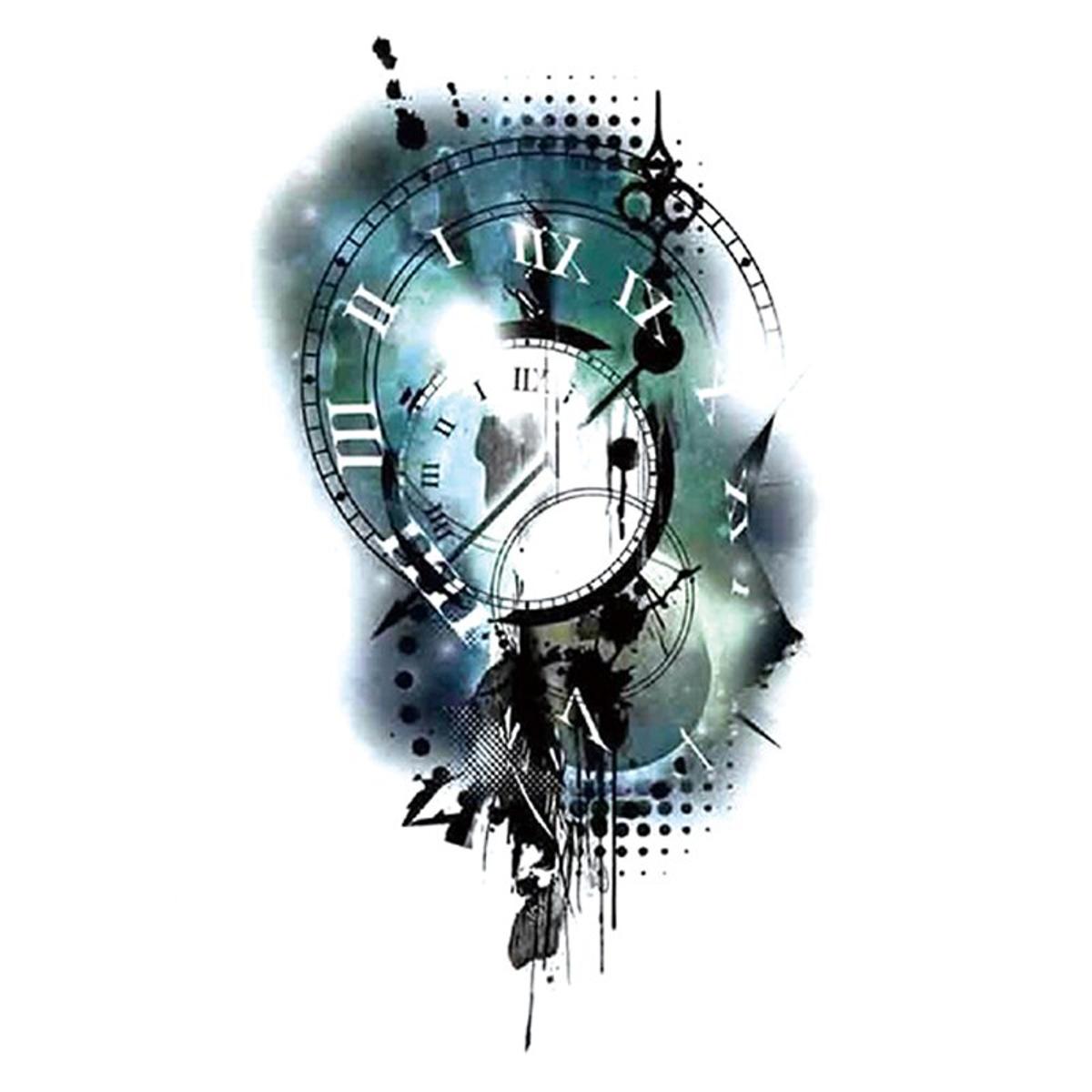 Ink Clock Big Arm Waterproof Female Temporary Tattoo Totem Painted Body ...