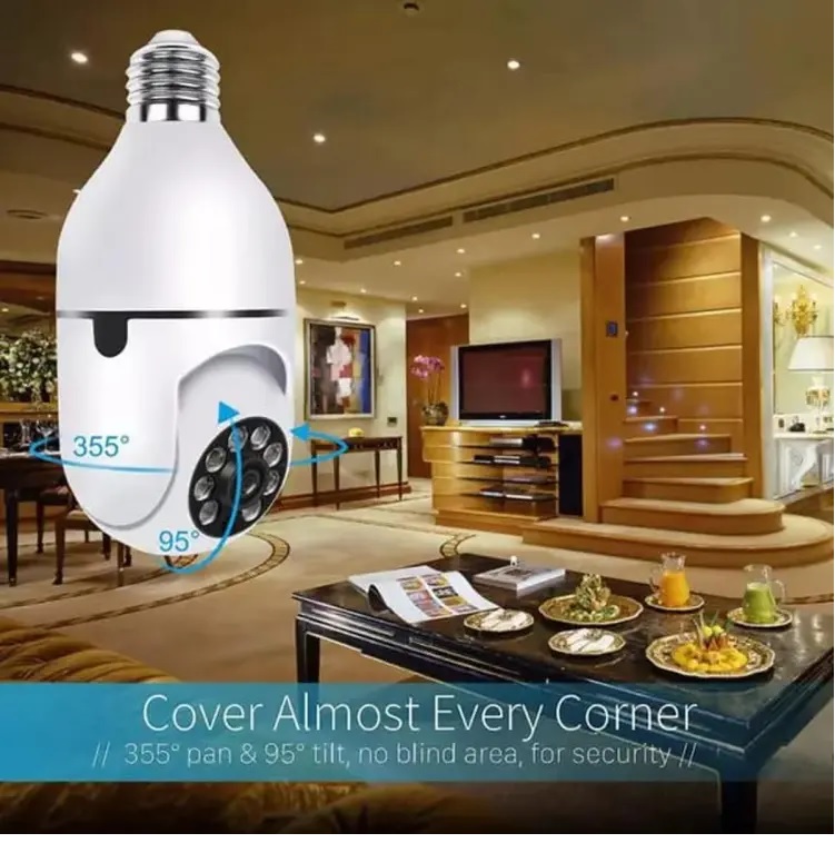 Surveillance Bulb Camera Full Color Night Vision PTZ WiFi Camera
