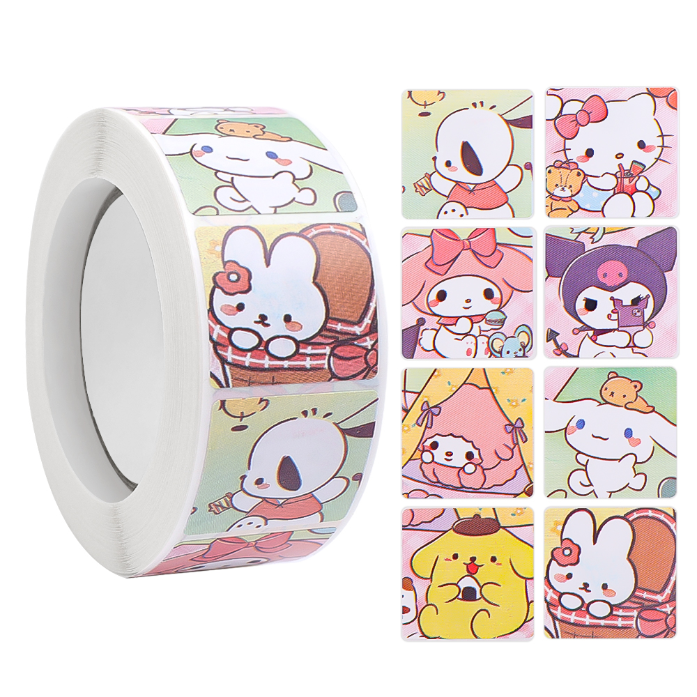 500Pcs/Roll Cartoon Cute Roll Stickers Sanrio Kulomi Melody Teacher ...