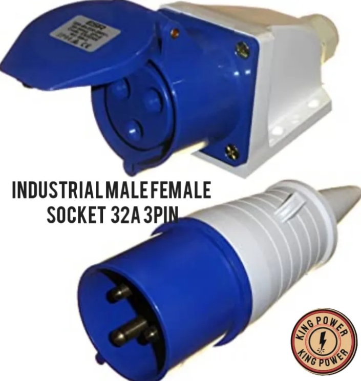 Industrial Plug Socket 32A 3Pin IP67 2P+PE Waterproof (Mobile Type ...