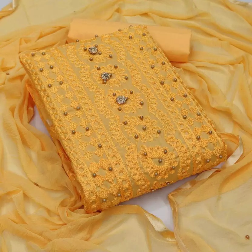 Exclusive Design Lakhno Ari Three-Piece Computer Work Unstitched ...