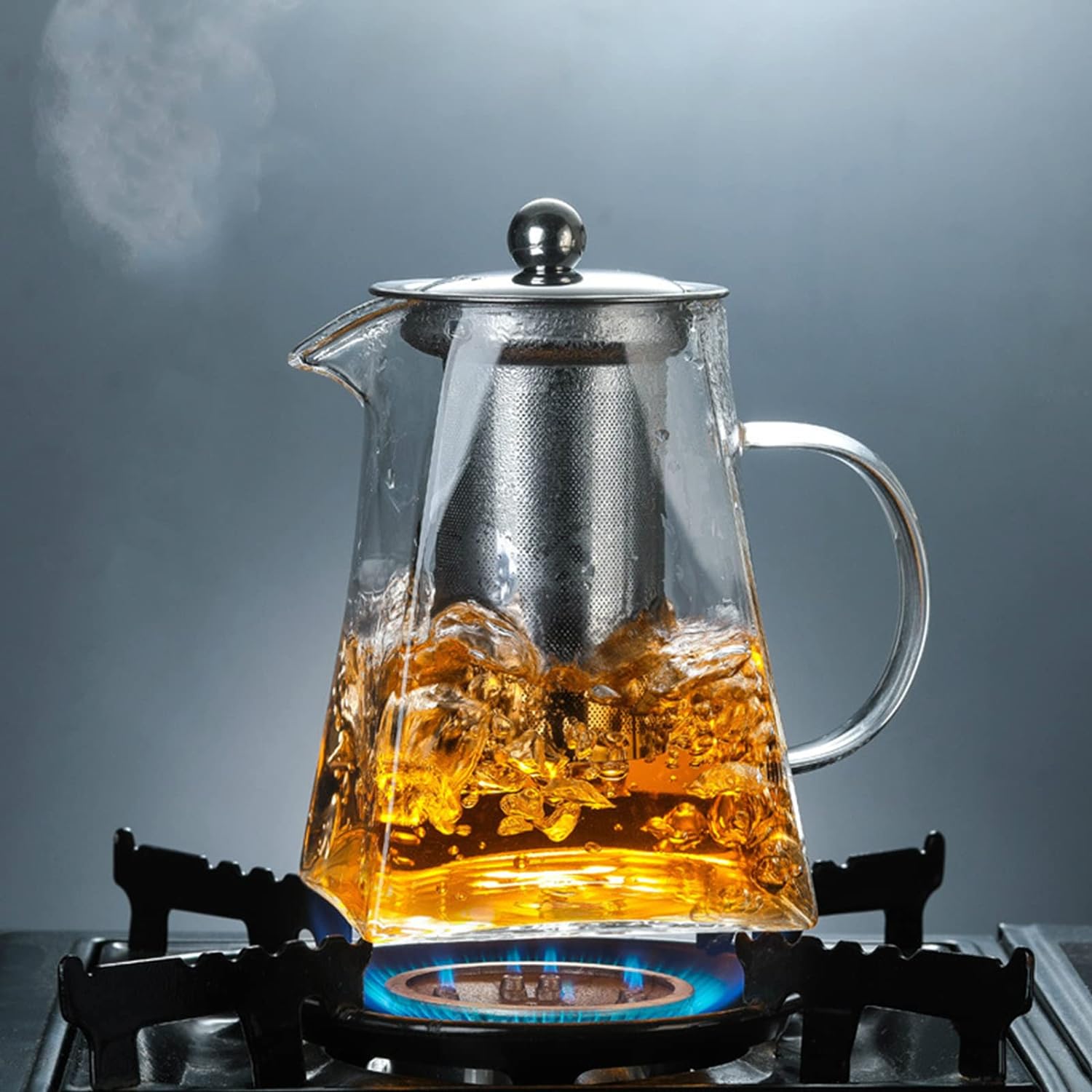 Square Glass Tea Pot, Borosilicate Glass Teapot, Loose Leaf Tea Kettle ...