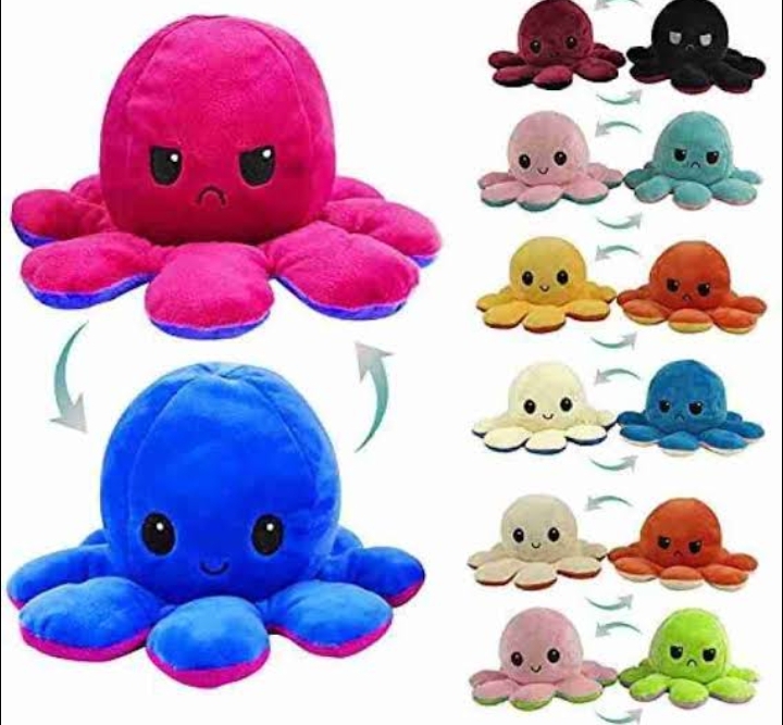 Reversible Octopus Mini Plush Squishy Soft Toy Stuffed Animal Mood ...