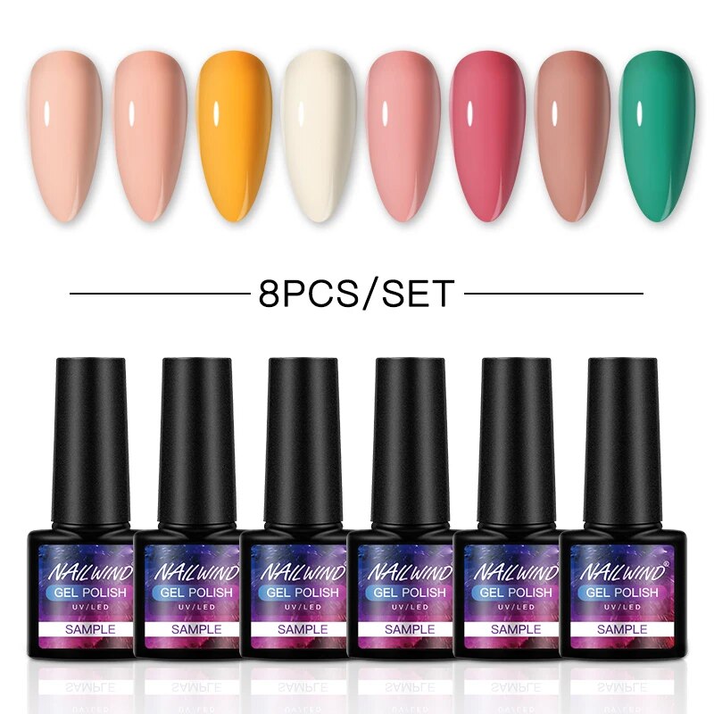 NAILWIND Gel Nail Polish Set BaseTop Coat Soak Off Color Gel Glitter ...