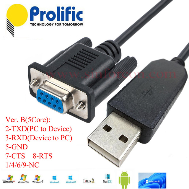 Pl2303ra Usb Rs232 Db9 Female Null Serial Cable Nmc For Stb Smart Tv ...