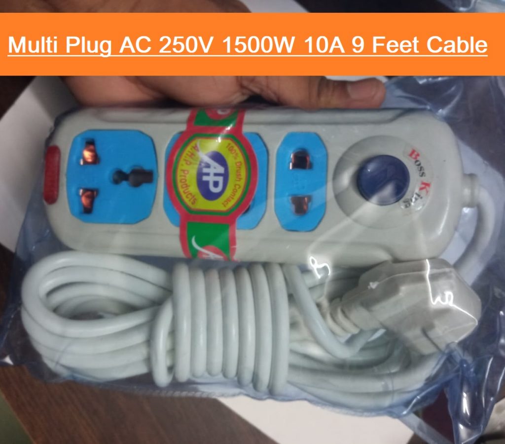 Multiplug Socket Multi Plug AC 250V 1500W 10A 9 Feet Cable Brass ...