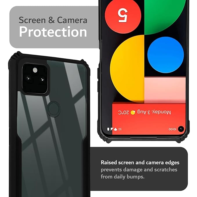 Google Pixel 5A 5G Protective Black Border Crystal Clear Xundd Mobile ...