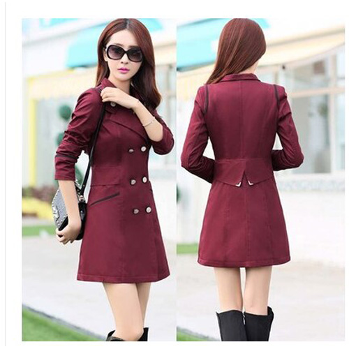 spring autumn fashion jacket women's double breasted slim Lapel elegant ...