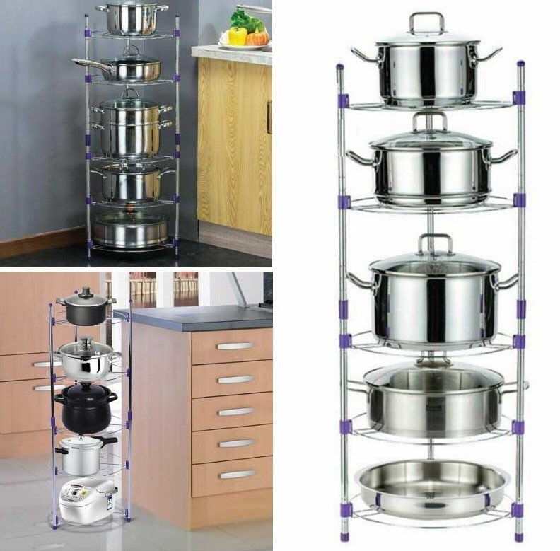Portable 5 layer kitchen pot rack, Fry pan, cooker organizer | Daraz.com.bd