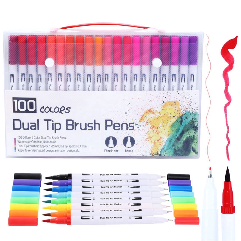 48 Colors Dual Tip Brush Pens, Dual Ip Colored Brush Pens Art Markers ...