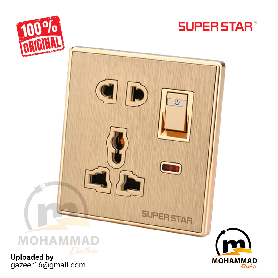 SUPER STAR Glamour 2/3 Pin Socket With Switch | Daraz.com.bd
