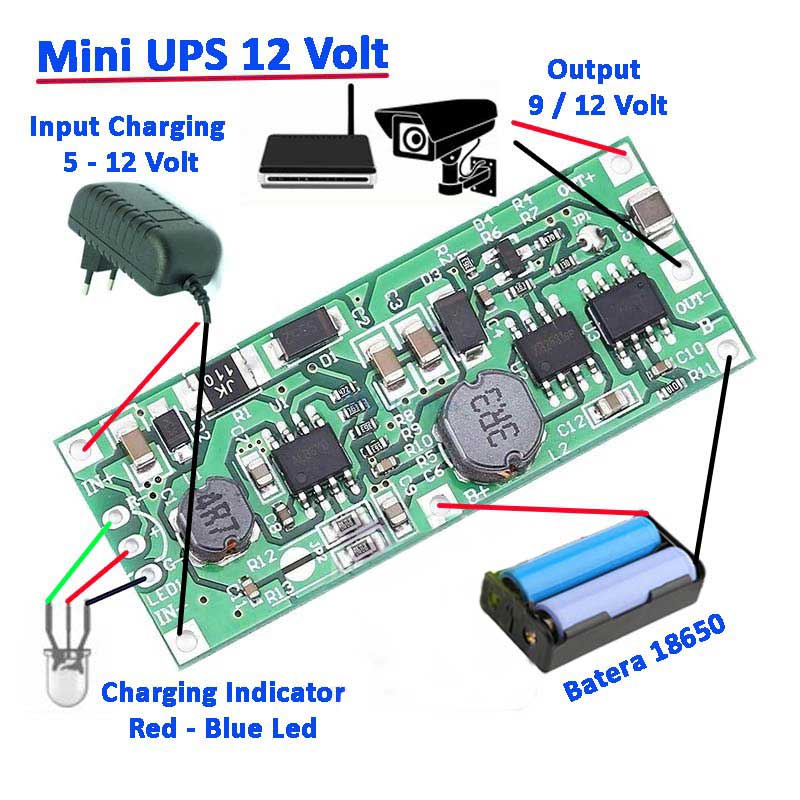 MiniUPS Circuit For Dc Onu Router Plus Li-Ion Lithium 18650 Battery ...