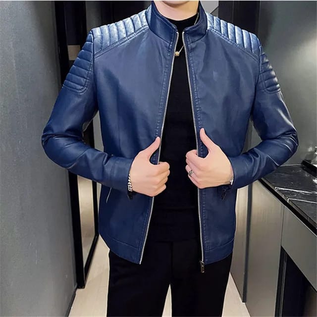 . Allover Print Trendy Winter Jacket for Men- Navy Blue - Jacket For ...