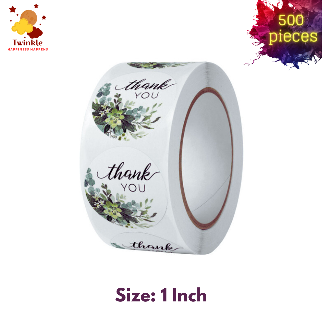 500 pieces 1 Inch Floral Thank You For your Order Stickers Decorative ...
