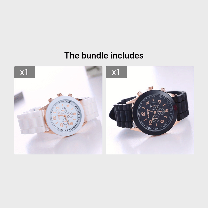 Dual Time Display Quartz Watch Casual Round Pointer Analog Wristwatch ...