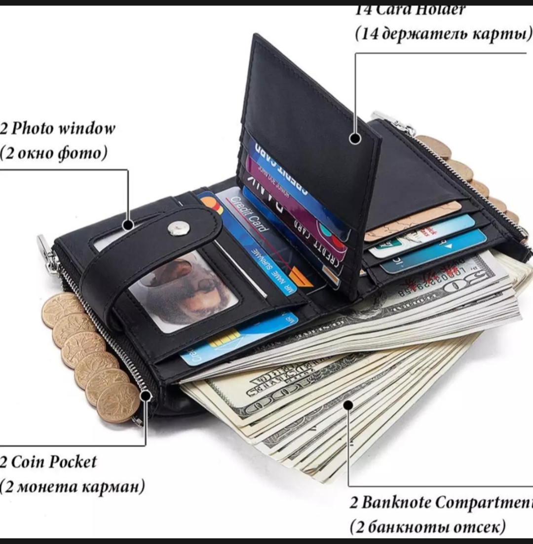 Kavis 99.99% Leather Rfid Wallet Men Crazy Horse Wallets Coin Purse ...